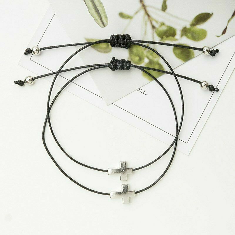 Religious Gifts Cross Bracelets 2 Piece Set Pinky Promise Matching ...