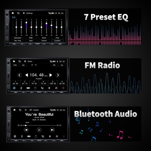 ATOTO F7WE 7" Double DIN GPS Car Stereo Wireless Android Auto &CarPlay ...