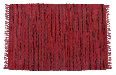 Red Sturbridge Hand Woven Rag Throw Rug, 30 x 50 Inches, w/Black ...