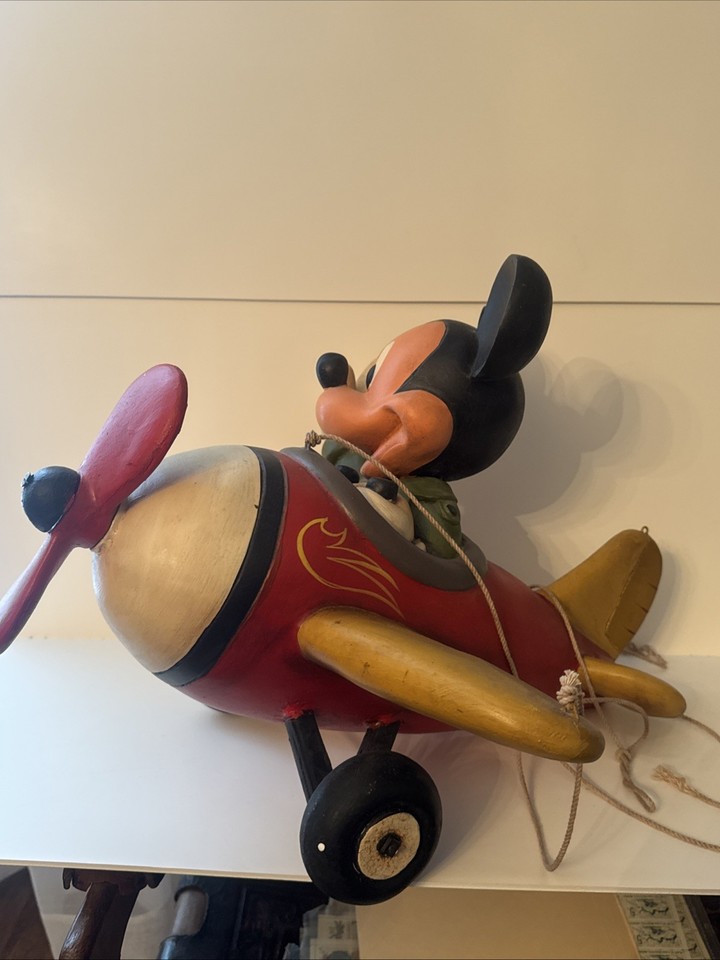 Disney Vintage " Mickey Mouse on an Airplane " Object Size H 15.7 x W ...