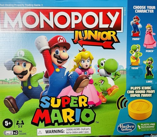 Monopoly Junior Super Mario Edition Board Game Hasbro 2022 Kids Family ...