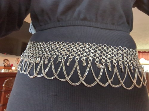 Vintage Boho Belly Dancer Dangle Chain Belt Gypsy Silver Tone Metal 41 ...