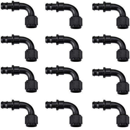 12Pcs 90 Degree Push on Lock Hose Fitting Oil/Fuel/Gas Line Adapter AN8 ...