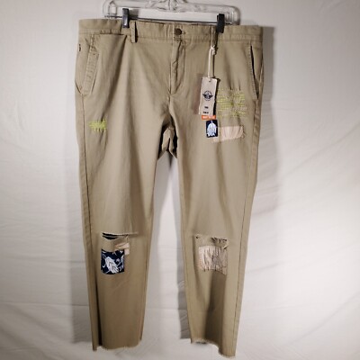 Dockers Pants Men Chino Distressed 38x26 Alpha Smart Flex Embroidered ...