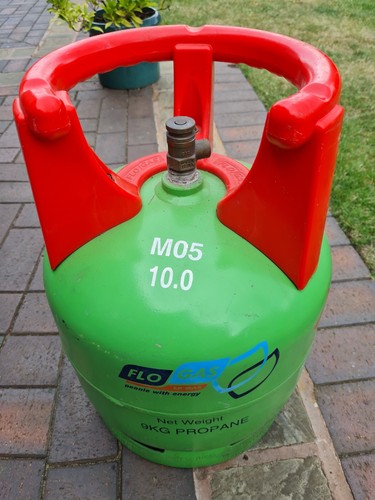 EMPTY FLO GAS PROPANE GAS BOTTLE 9kg 27mm HEATER BBQ CARAVAN FIRE PIT ...
