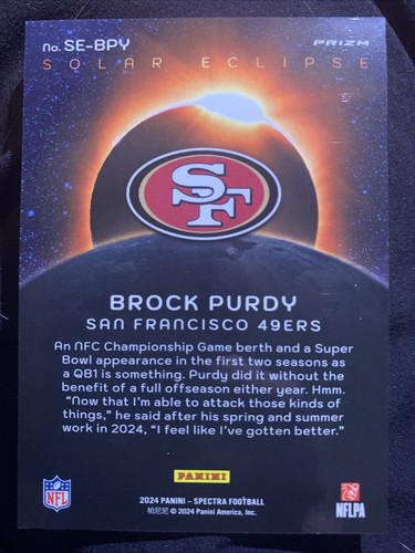BROCK PURDY 2024 PANINI SPECTRA SOLAR ECLIPSE CASE HIT SSP | eBay