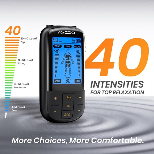 3-in-1 TENS Unit Muscle Stimulator with 30 Modes, 40 Intensities TENS ...