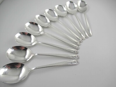 Prestige Plate Oneida BORDEAUX 9 Round Soup Spoons Silverplate Flatware ...