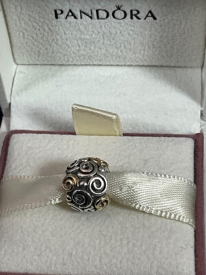 RETIRED Pandora 925 & 14K Gold Rose Bud Charm 790414 | eBay