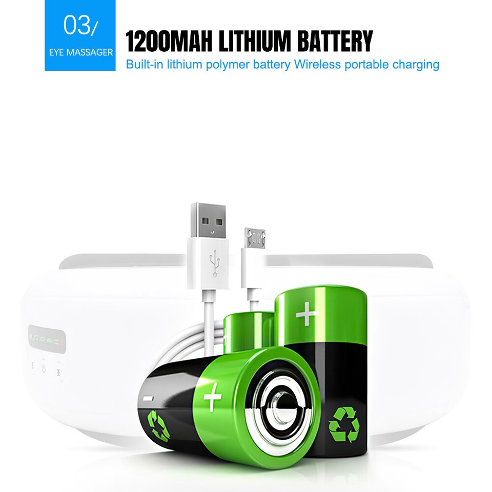 Eye Massager with Heat and Vibration Compression Rechargeable Bluetooth ...