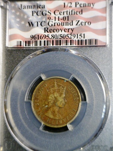 WTC 1966 PCGS 9/11 Ground Zero Recovery WORLD TRADE CENTER Coin Jamaica ...