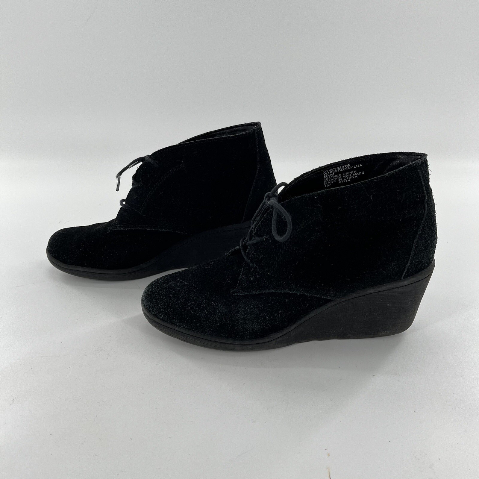 White Mountain Womens Ankle Boots Wedge Suede Leather 8.5 Black Lace Up ...