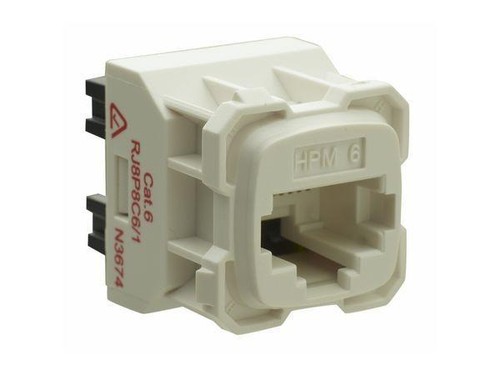 HPM CAT-6 MODULAR SOCKET, RJ45 Connectors, Single Switch, White ...