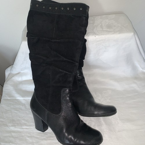 Born BOC Tall Boots Womens sz 8M Black Leather 18" Incl 3" Heel BC9653 ...