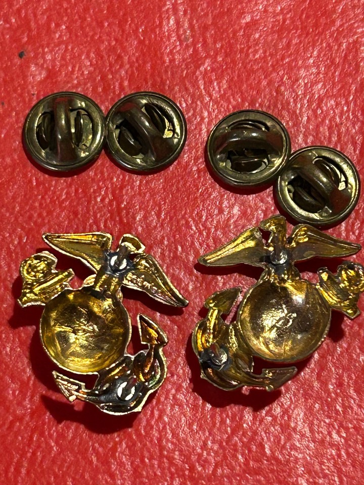 USMC Marine Corps EGA Collar Emblems, clasp back Dress Blue Uniform | eBay