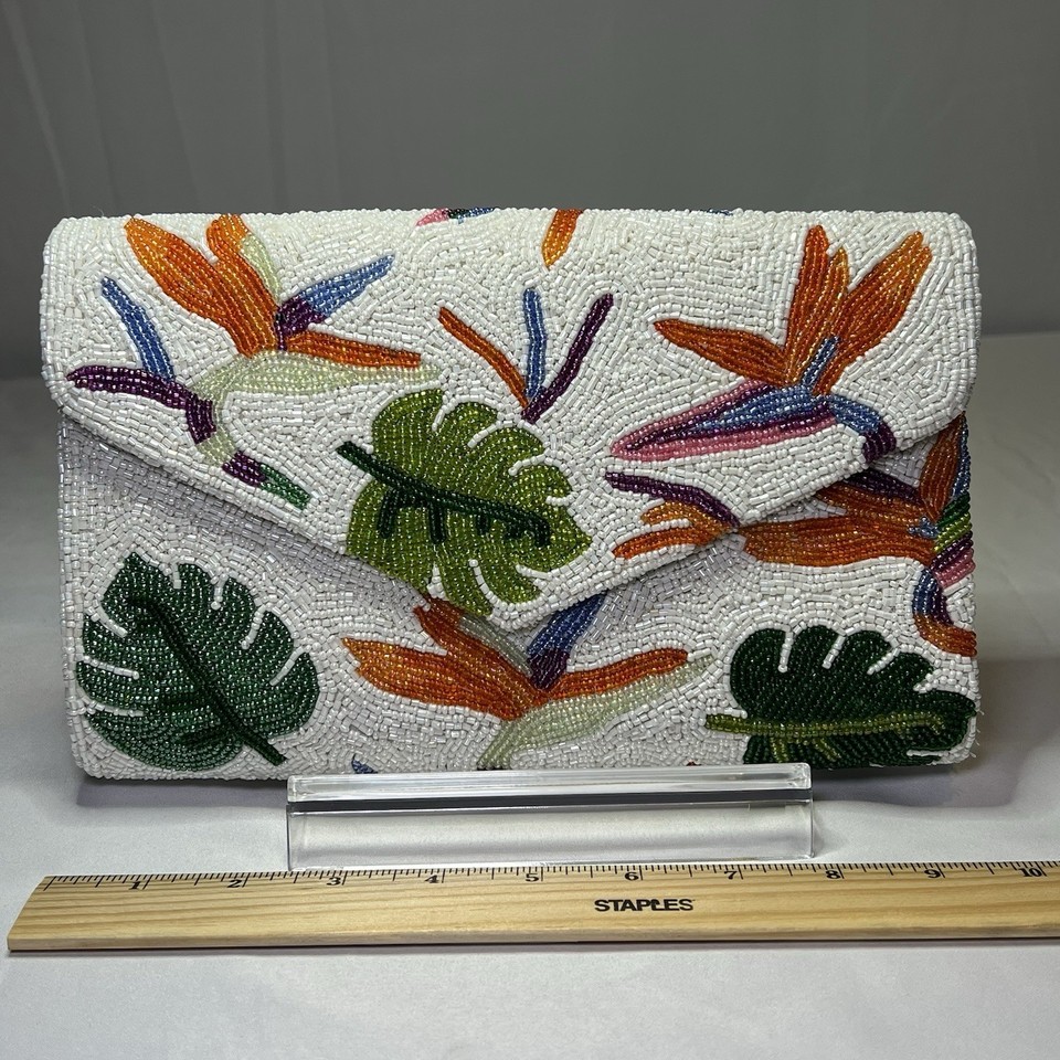 Tiana New York Hand Beaded Clutch Bag Tropical Birds Of Paradise Island ...