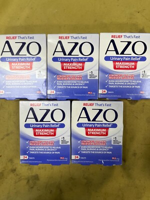 5 New AZO Urinary Pain Relief Maximum Strength - 24 Tablets Each Box ...