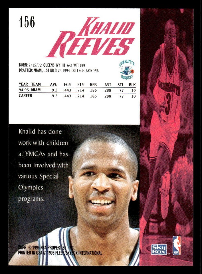 1995 SkyBox Premium #156 Khalid Reeves | eBay