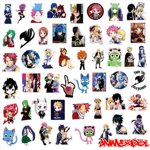 Fairy Tail Anime Manga 50 Stickers Set Natsu Erza Lucy Zeref Laxus ...