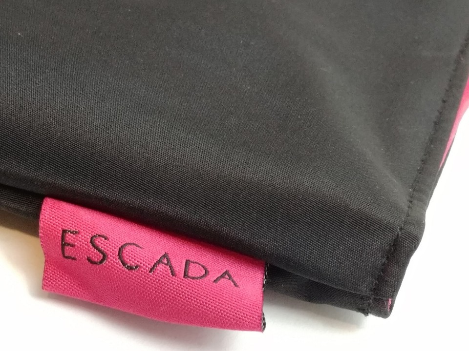 Escada Tote Bag Magnetic Enclosure Black w/ Pink Interior Synthetic ...