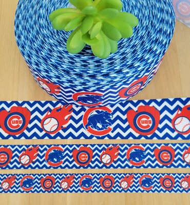 5/8, 7/8 & 1.5" (1YD) Chicago Cubs Grosgrain Ribbon Baseball Cheer Bow ...