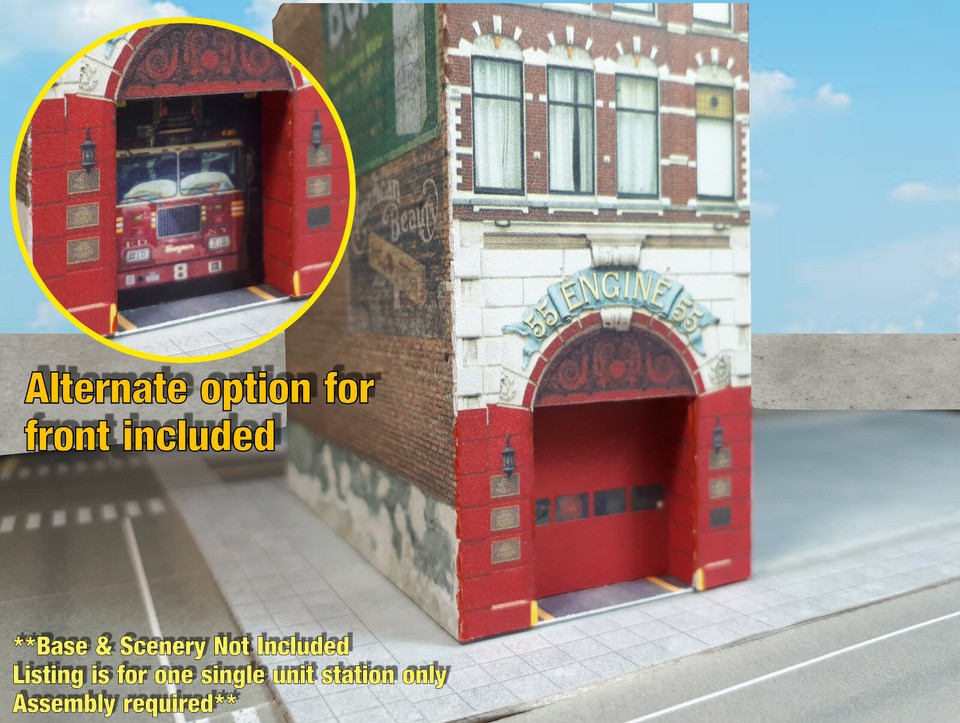 N Scale Building Fire Station - PRE-CUT Cardstock (PAPER) Kit FS1N | eBay