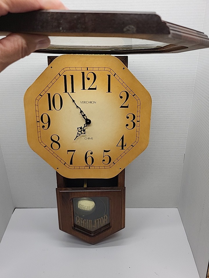 Vtg Verichron Regulator Chime Schoolhouse Wall Pendulum Clock Harris ...
