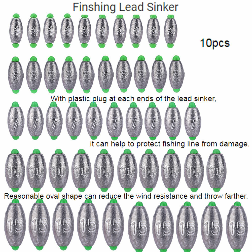 10pcs Split Lead Sinker Fishing Snapper Sinker Mould Combo Removable ...