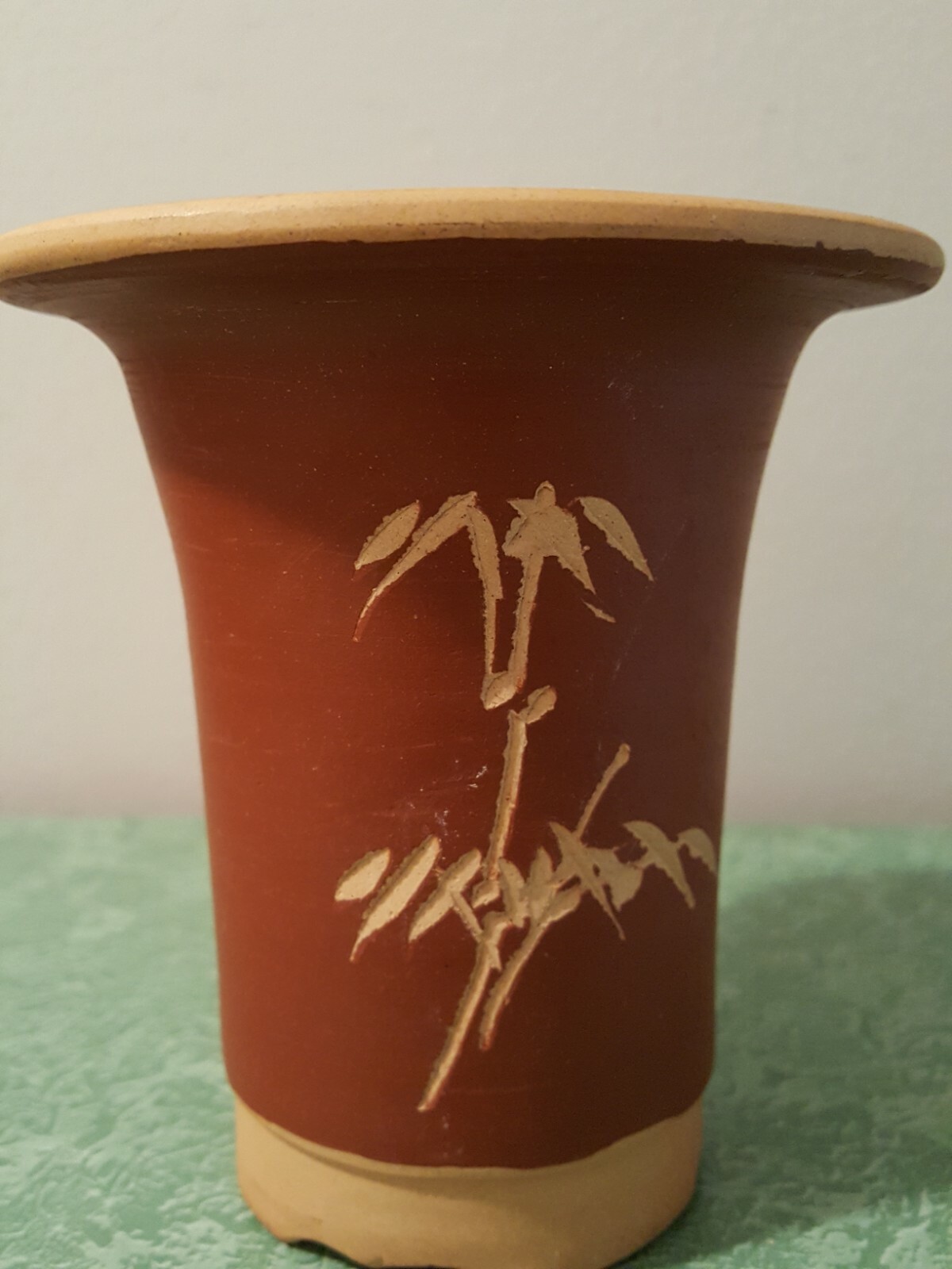 Terracotta Asian Vase with Mishima Inlay Handcrafted 4.75" X4.25" Red ...