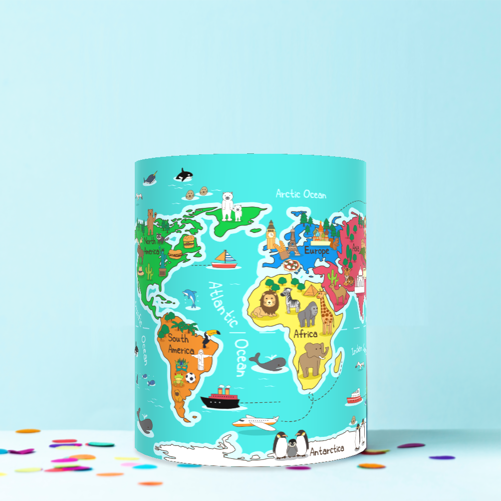 CHILDREN'S WORLD MAP WRAP AROUND EDIBLE CAKE TOPPER ICING SHEET ...
