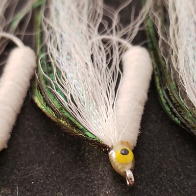 SALTWATER FLY FISHING FLIES BEND BACK WHITE # 1/0 CUSTOM TIED FRONTIER ...