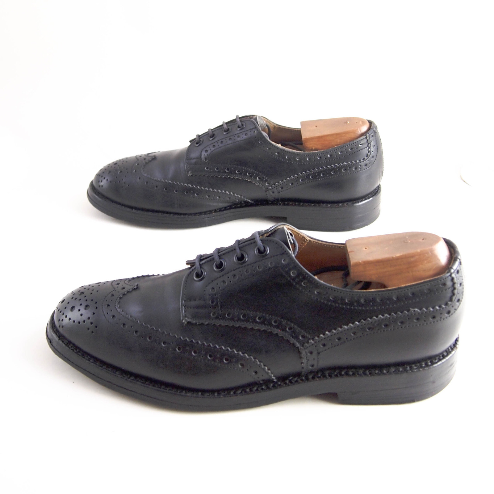 Tricker's Wingtip Brogues Black Leather Mens Shoe Siz… - Gem