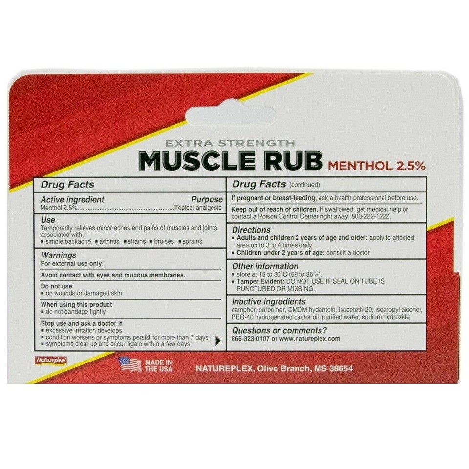 5 Natureplex Muscle Rub Menthol 2.5% Arthritis Pain Relieving Gel 1.5 ...