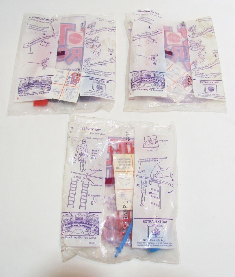 MATTEL 1970's RINGLING BROS. TOY CIRCUS 3 SETS ALL UNUSED 1972 ...