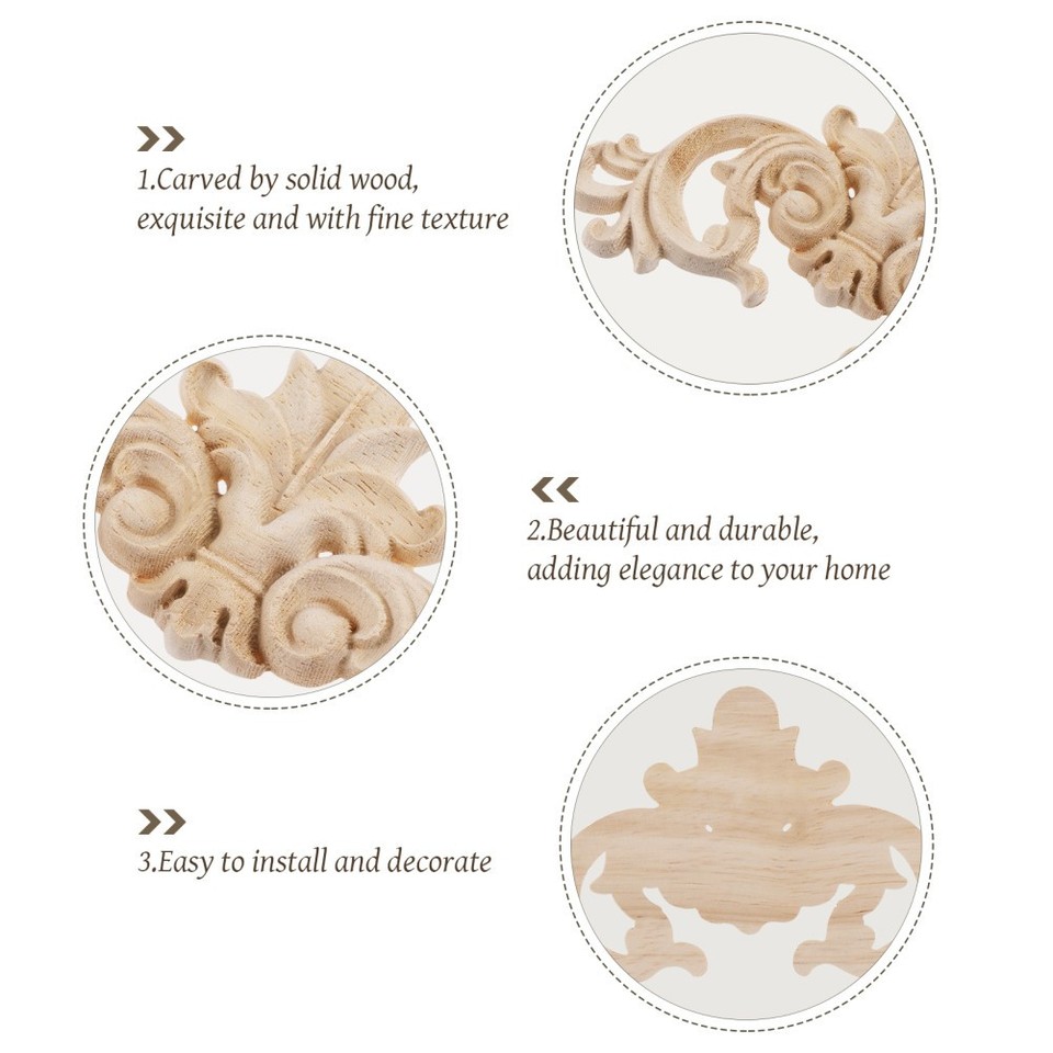 4Pcs Exquisite Wood Applique Carved Flower Corner Onlay for Home ...
