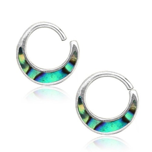 16G ABALONE SHELL STERLING SILVER SEPTUM RING 9MM RING NOSE HOOP | eBay