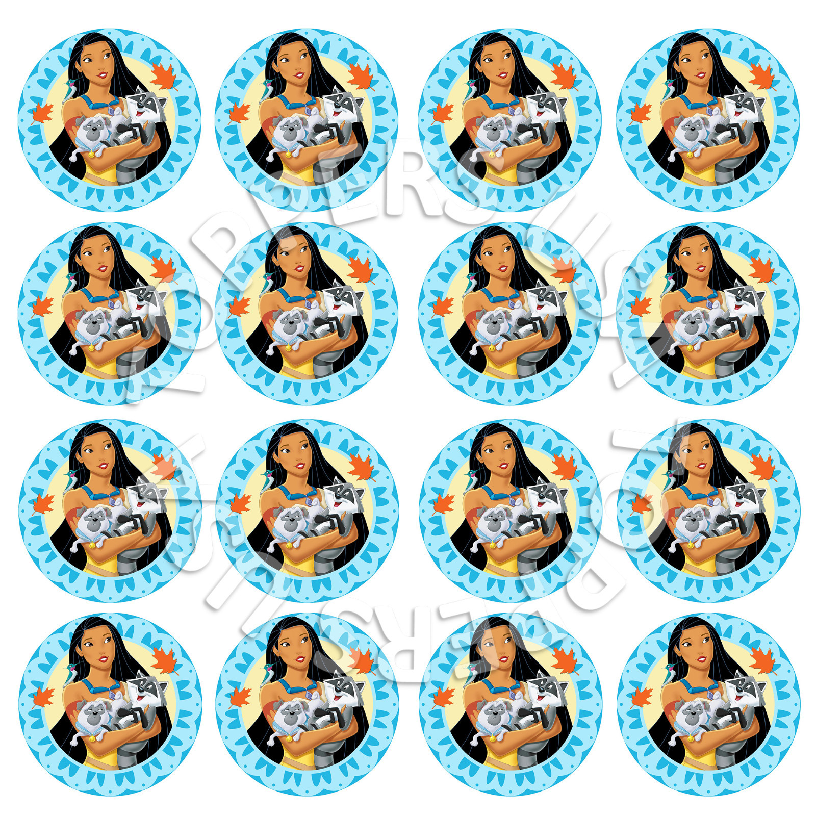 16x EDIBLE Disney Princess Assorted Cupcake Toppers Wafer Paper 4cm ...
