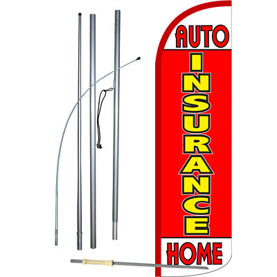 Insurance Auto/Home Flag with Flag Pole and Spike | eBay