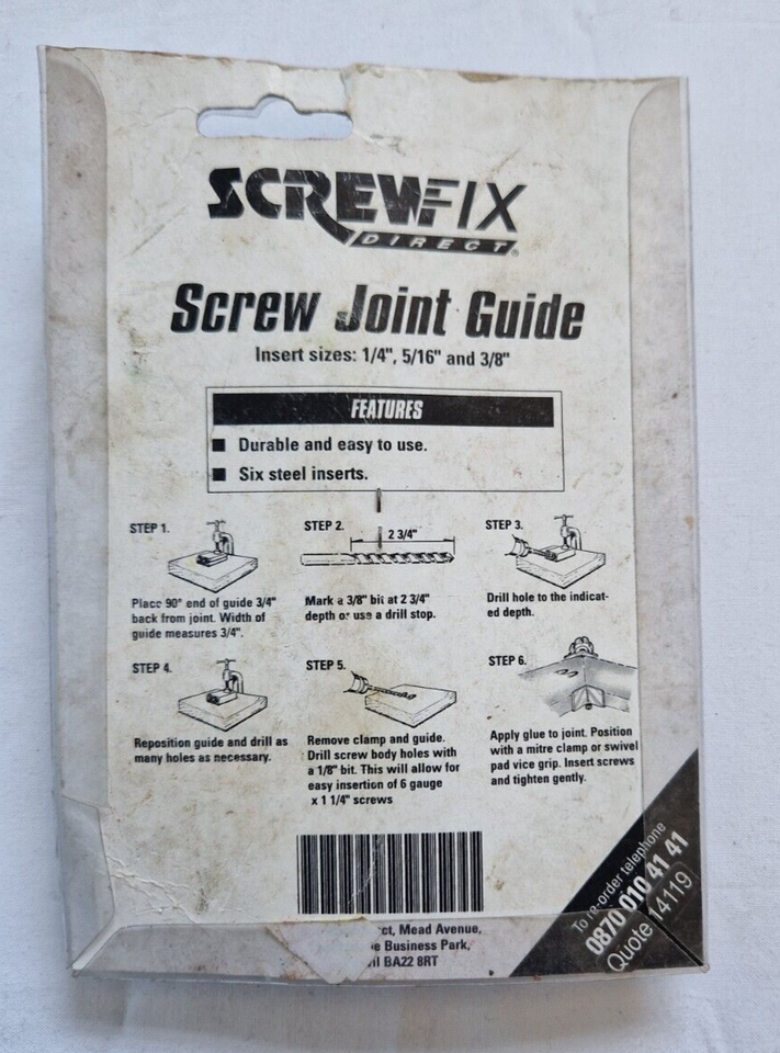 Screwfix Screw Joint Guide - Insert Sizes 1/4", 5/16" and 3/8" | eBay UK