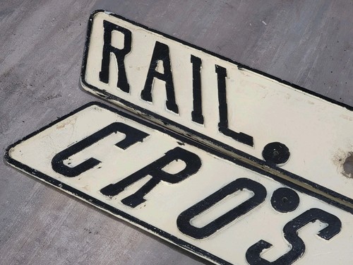 Vintage Cast Iron Railroad Crossing Sign # 460-6 Crossbuck Embossed ...