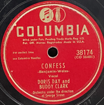 Doris Day Buddy Clark Confess Love Somebody 78 RPM Columbia Records V ...