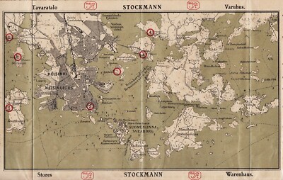 1933 FINLAND Helsinki City Tourist Guide with LARGE SIZE MAP with INDEX ...