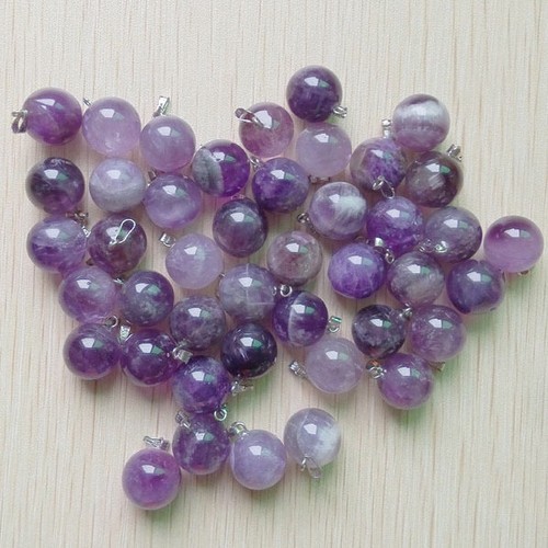 Natural Druzy Amethyst Stone Round Ball Charms Pendants 25pcs/lot ...