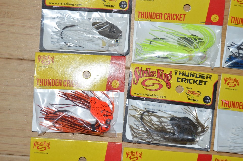 12 lures strike king thunder cricket bladed swim jig 3/8oz & 1/2oz assortment | eBay