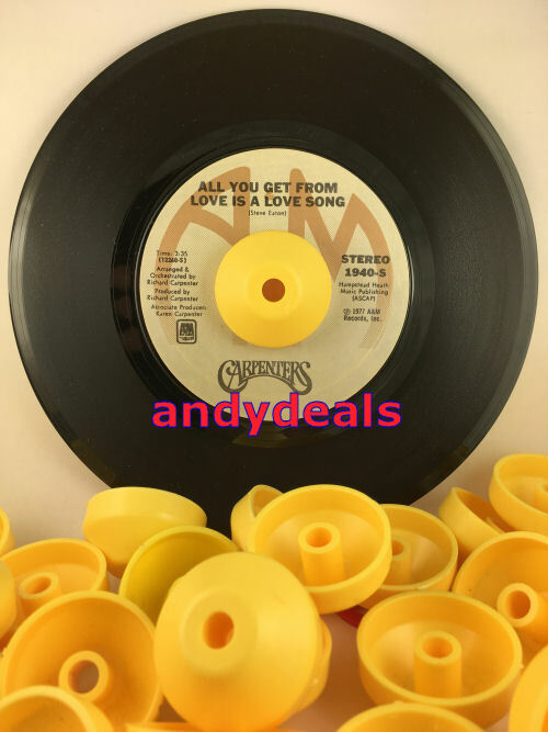 1 New Yellow Dome Universal Plastic 45 RPM 7" Record Adapter Easy Quick ...