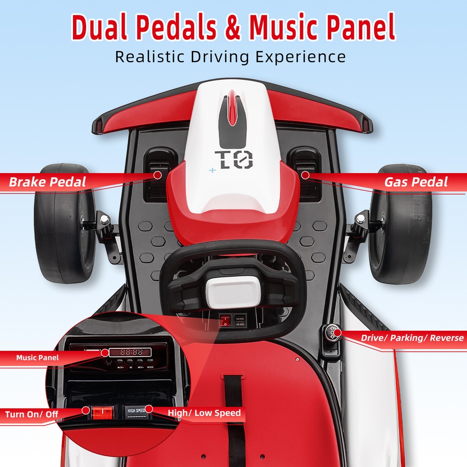 24V Kid Go Kart, 6-12Y Drift Kart, 2X200W Strong Motor, Electric Pedals, Music | eBay