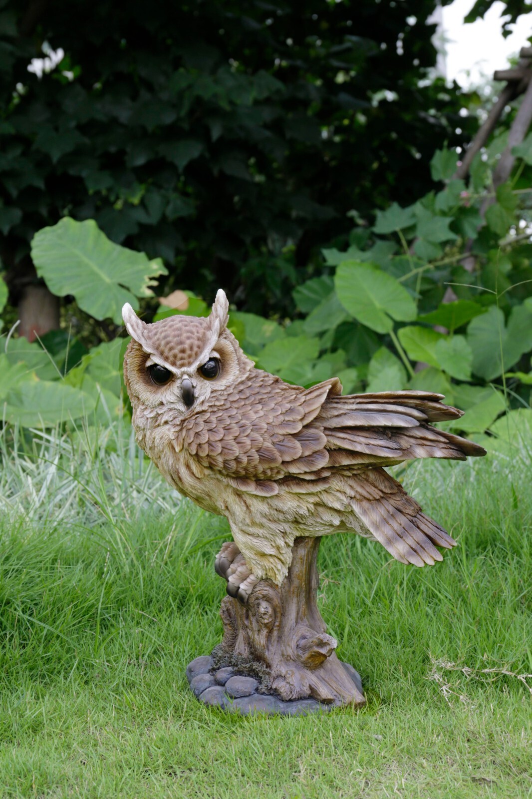 Owls Collection on Stump Garden Statue, Garden Decoration, Home Decor ...
