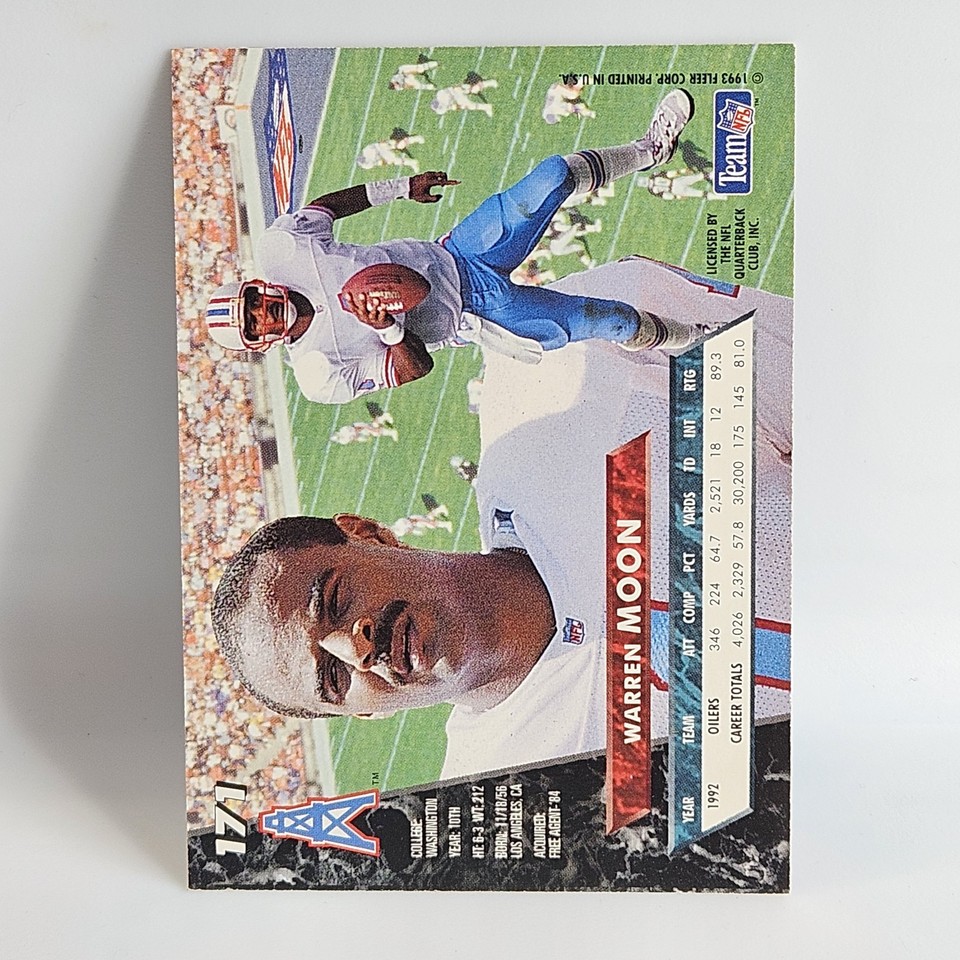 1993 Fleer Ultra WARREN MOON #171 Football Card - Houston Oilers | eBay