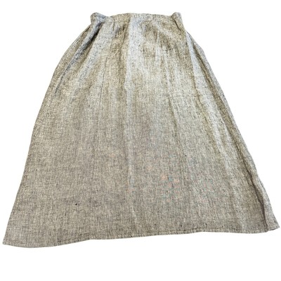 Flax Heather Gray Long Midi Skirt 100% Linen Patterned Stretch ...