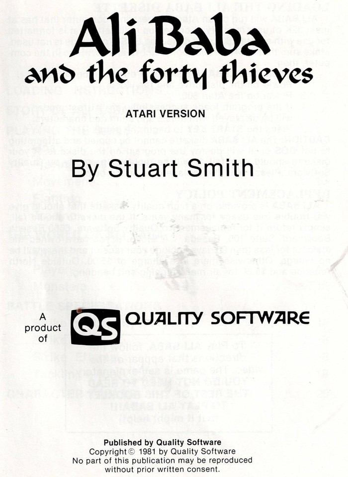 ATARI 400 / 800 / XL ULTRA RARE ORIGINAL ALI BABA AND THE 40 THIEVES | eBay